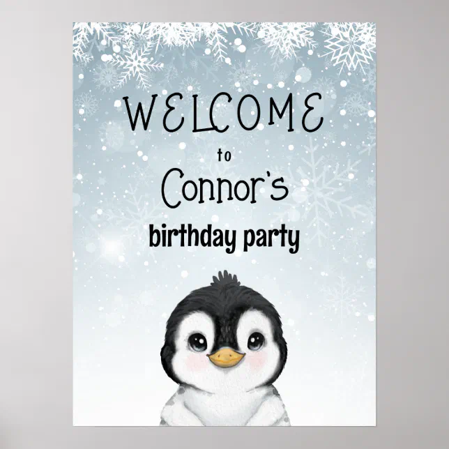 Penguin Birthday Welcome Sign | Zazzle