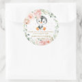 Penguin Blush Floral Baby Shower Birthday Party Classic Round Sticker ...
