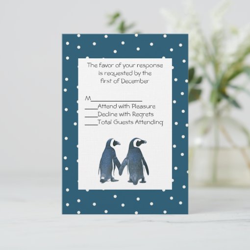 Penguin Couple Wedding RSVP Card | Zazzle