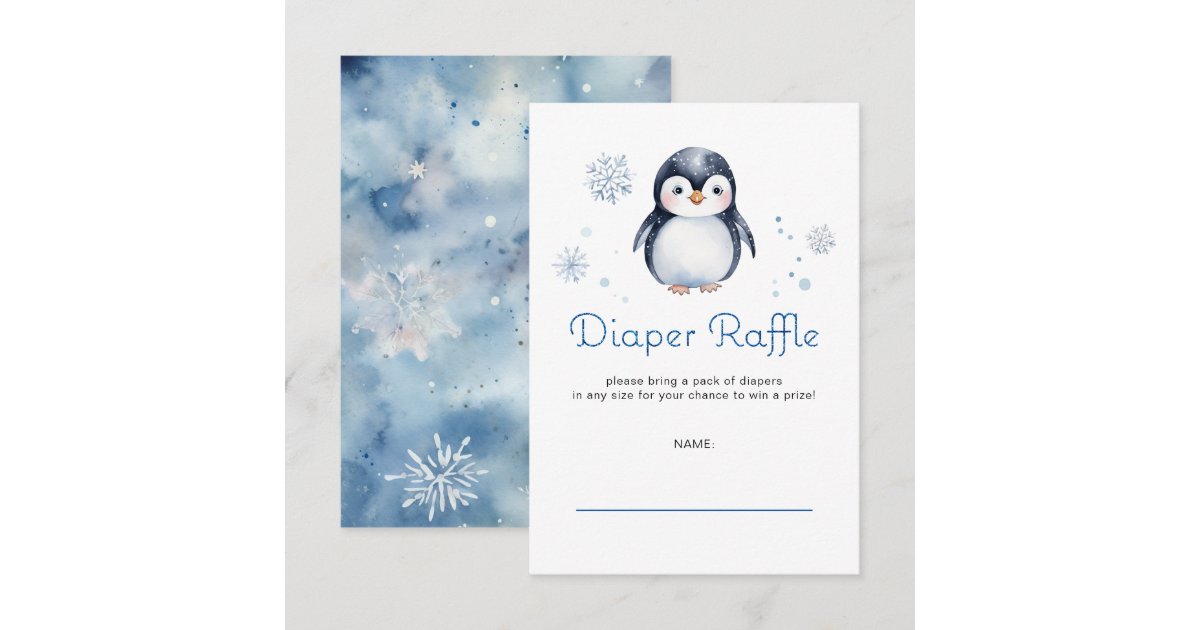 Penguin Diaper Raffle Card – Winter Theme | Zazzle