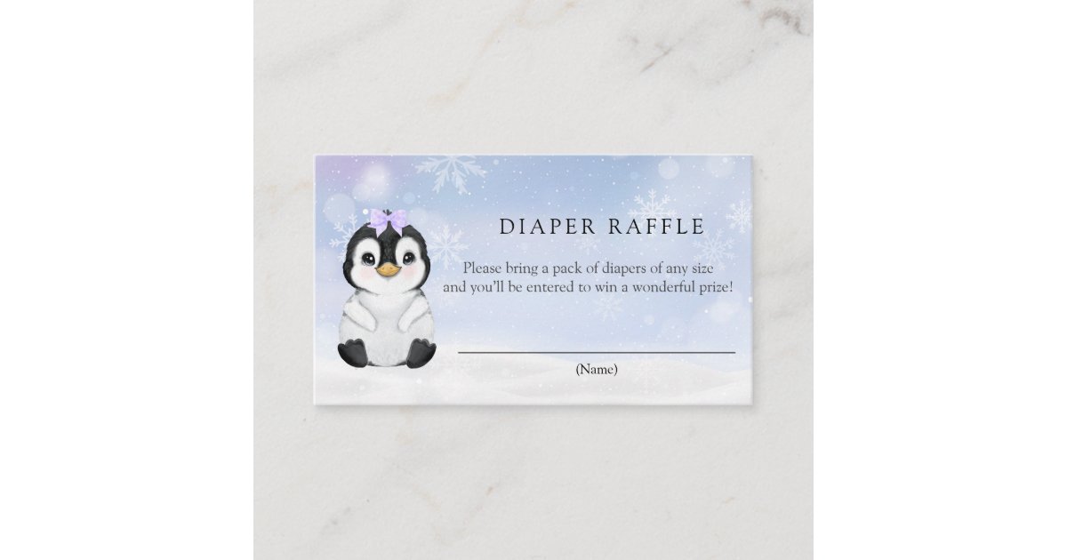 Penguin Diaper Raffle Enclosure Card | Zazzle