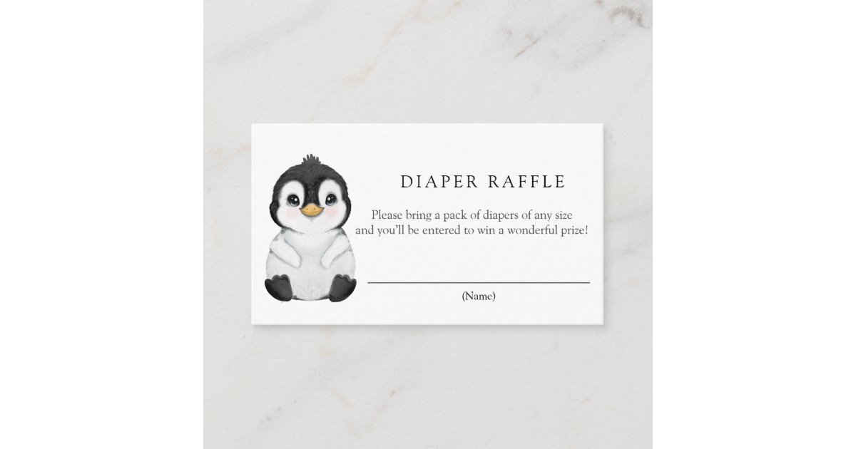 Penguin Diaper Raffle Enclosure Card | Zazzle
