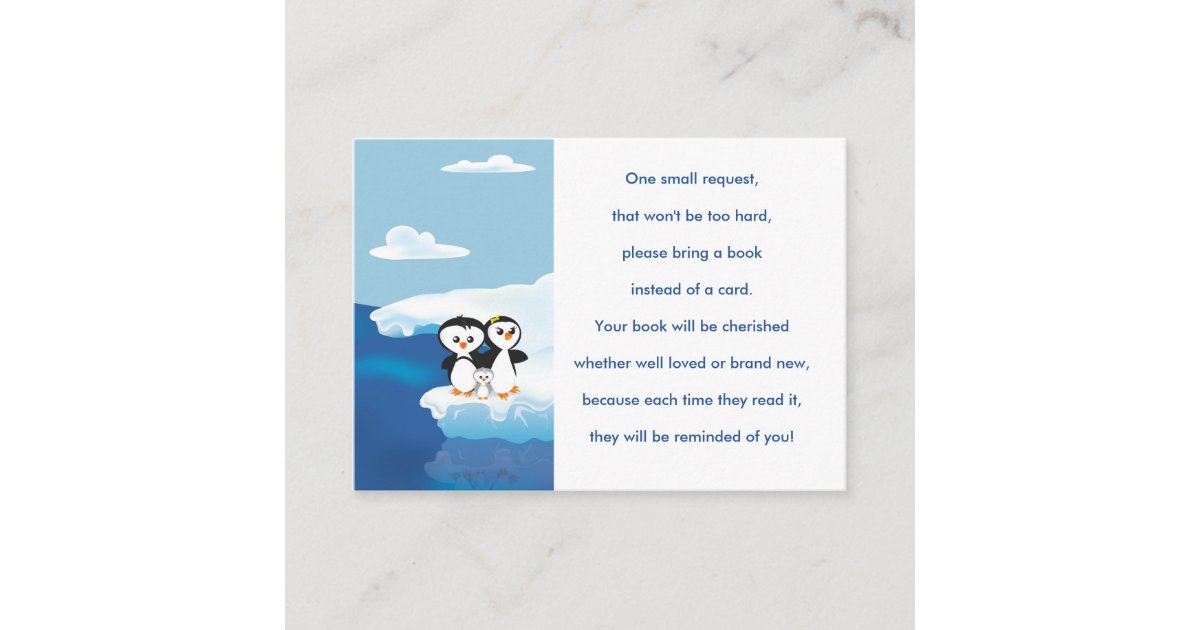 Penguin Family Book Request Card | Zazzle