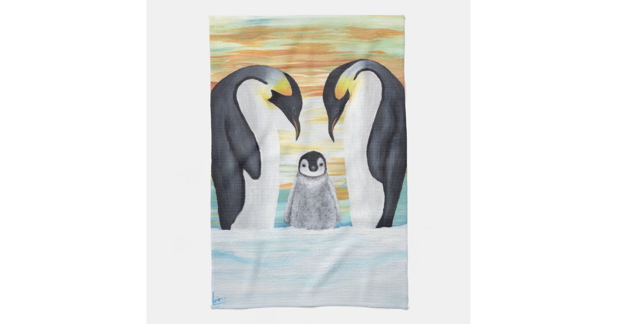 Penguin Family with Baby Penguin Towel | Zazzle