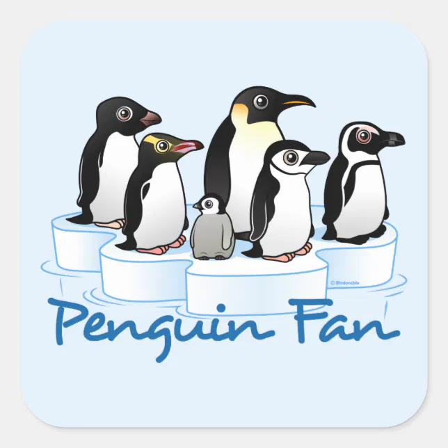 Penguin Fan Square Sticker | Zazzle