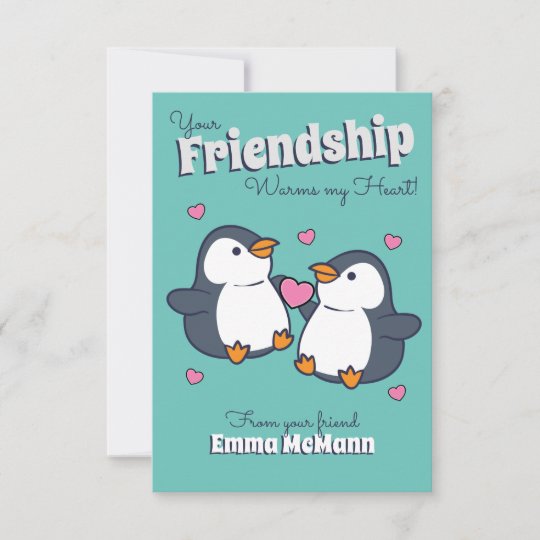 Penguin Friendship Classroom Valentine Card | Zazzle.com