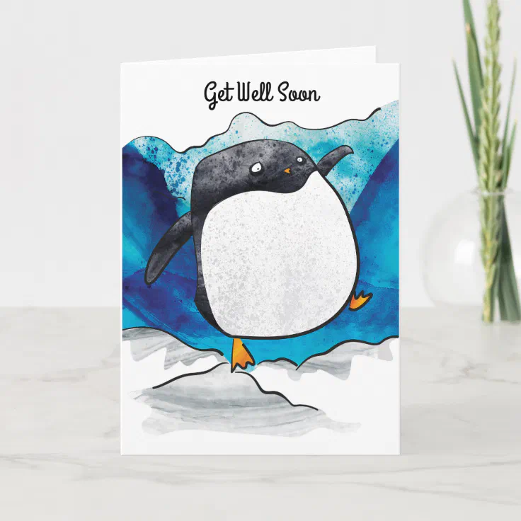 Penguin Get Well Soon Card | Zazzle