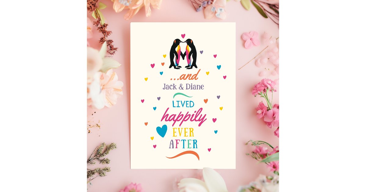 Penguin Happily Ever After Wedding Congratulations Card | Zazzle