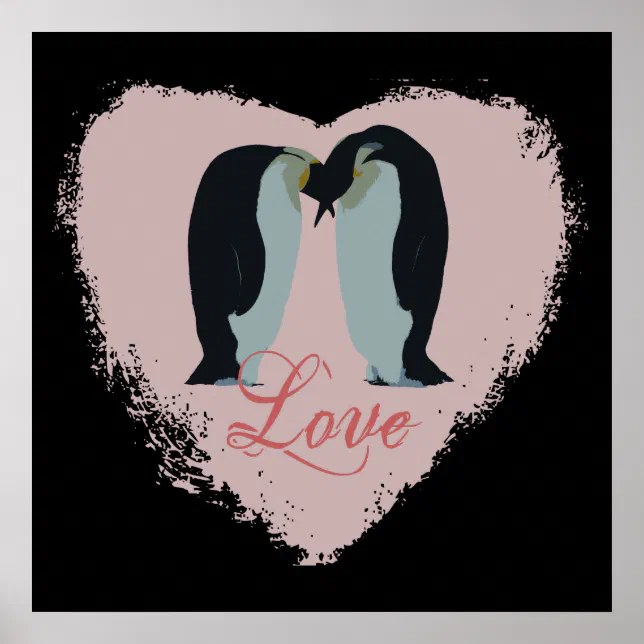 Penguin Love Heart Poster | Zazzle