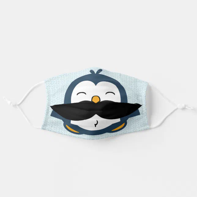 Penguin Mustache Trend Adult Cloth Face Mask | Zazzle