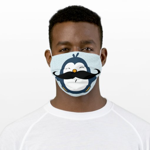 Penguin Mustache Trend Adult Cloth Face Mask | Zazzle