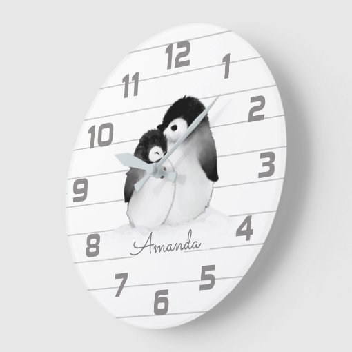 Penguin Nursery Decor Wall Clock | Zazzle
