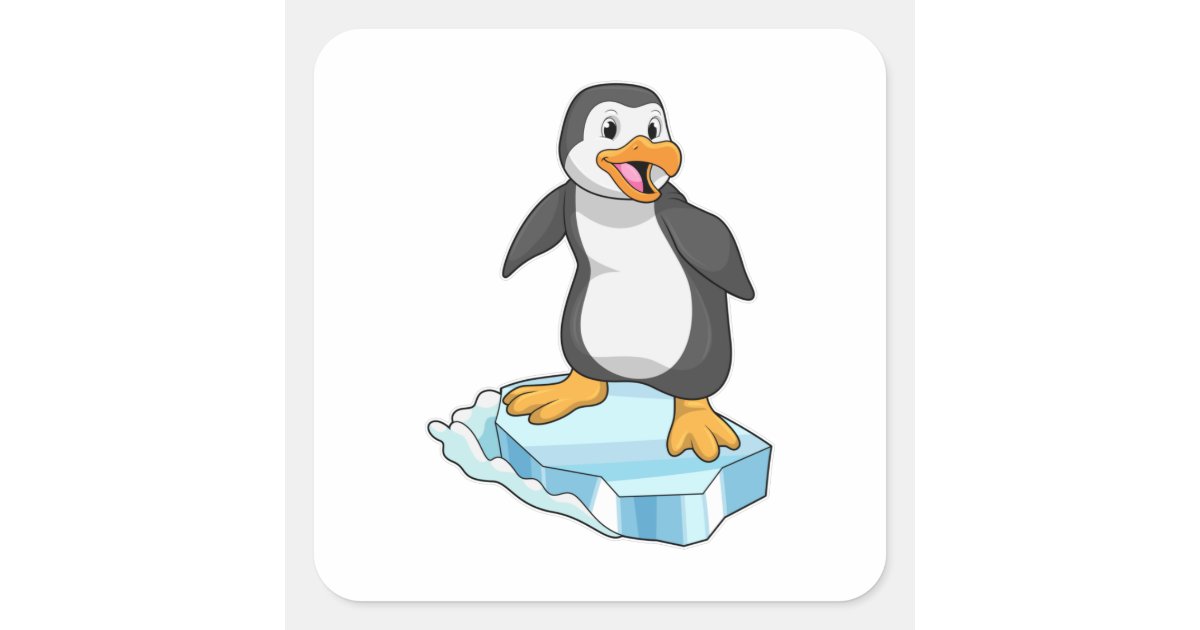 Penguin on Ice floe Square Sticker | Zazzle