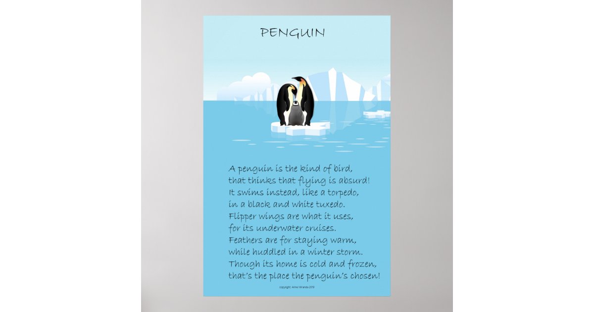 Penguin Original Poem Large Poster | Zazzle
