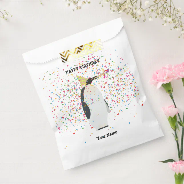 Penguin Partying - Animals at Birthday Party Favor Bag | Zazzle
