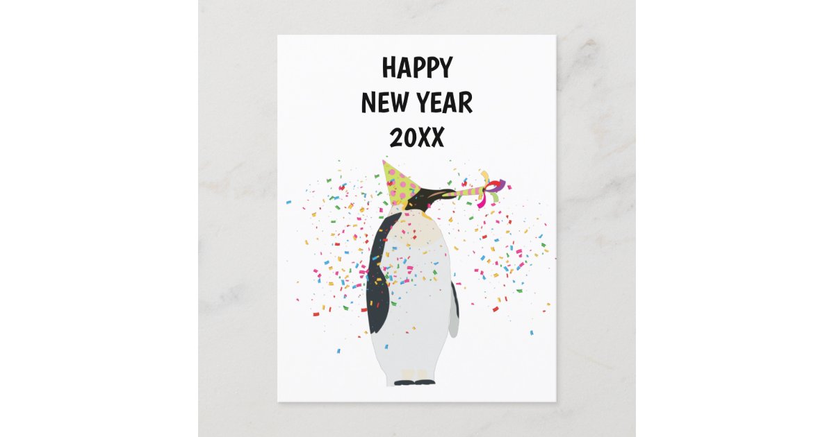 Penguin Partying - Animals Holiday New Years Card | Zazzle