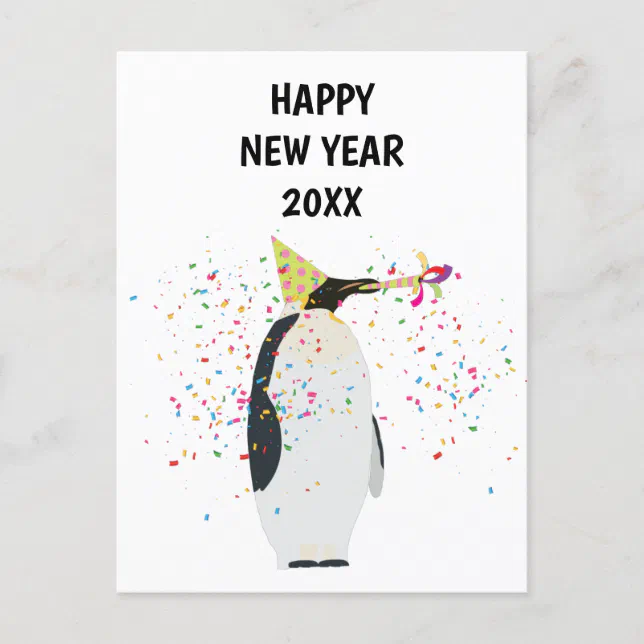 Penguin Partying - Animals Holiday New Years Card | Zazzle