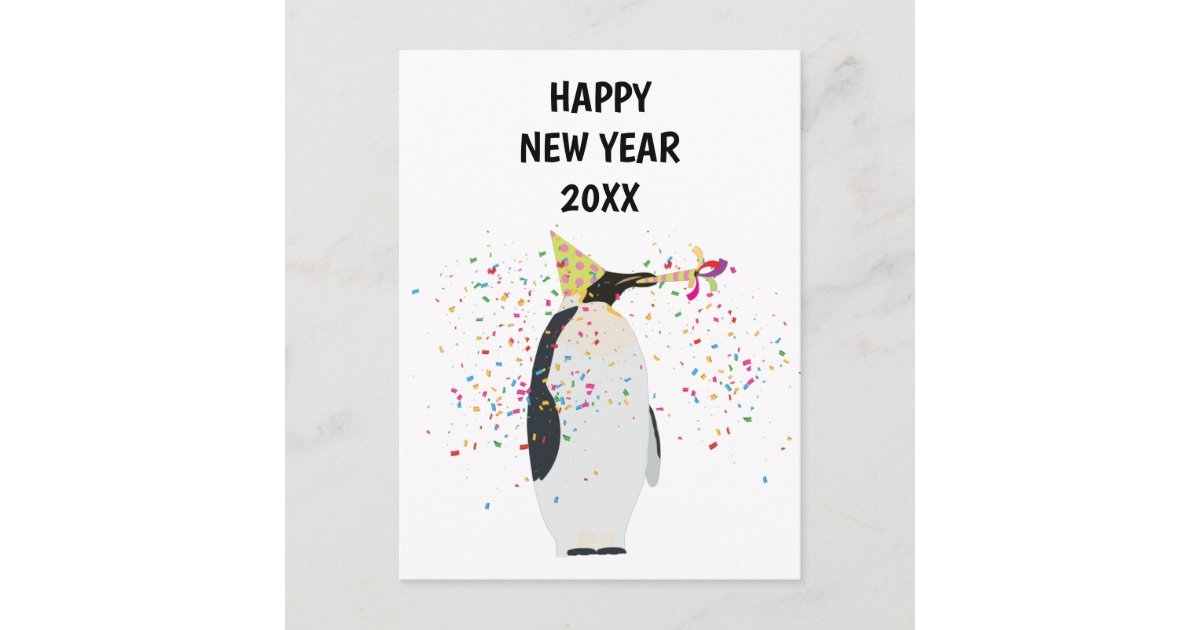 Penguin Partying - Animals Holiday New Years Card | Zazzle