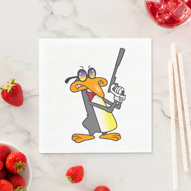 Penguin Secret Agent Napkins | Zazzle