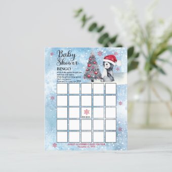 Penguin Snowman Winter Boy Baby Shower Bingo Card | Zazzle