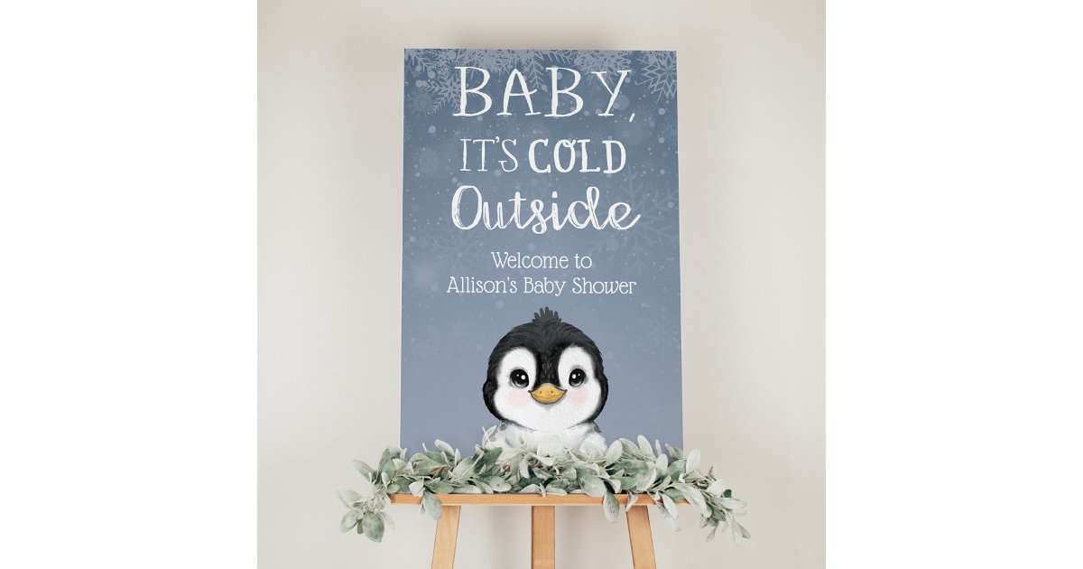 Penguin Winter Baby Shower Welcome Sign | Zazzle