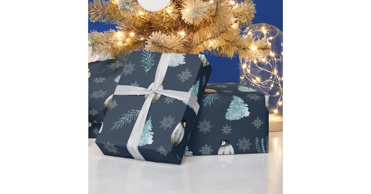 Penguins Christmas Pattern Wrapping Paper | Zazzle