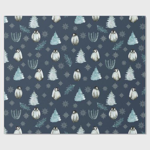 Penguins Christmas Pattern Wrapping Paper | Zazzle