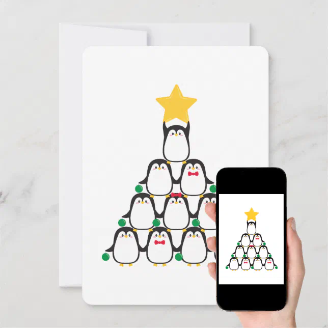 Penguins Christmas tree - Holiday Card | Zazzle