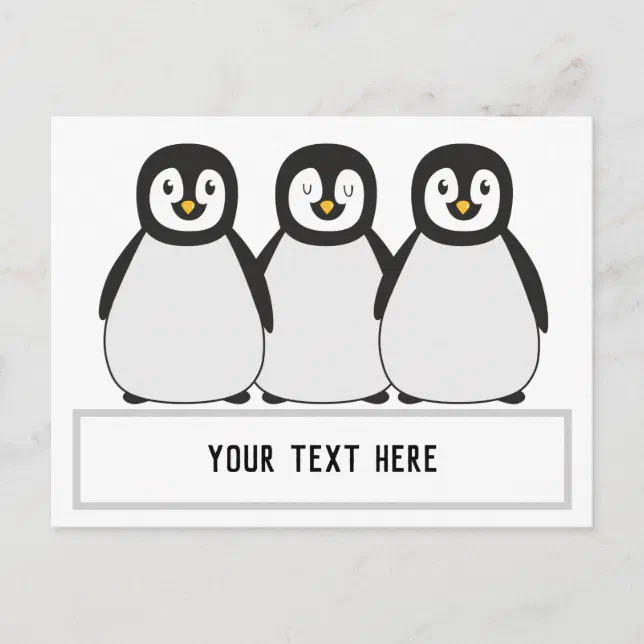 Penguins Custom Text Message Postcard | Zazzle