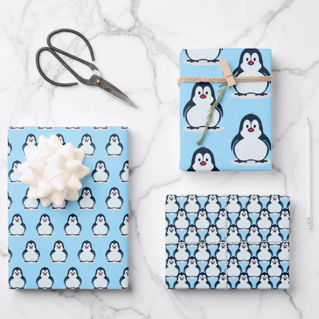 Penguins Design Wrapping Paper Set | Zazzle