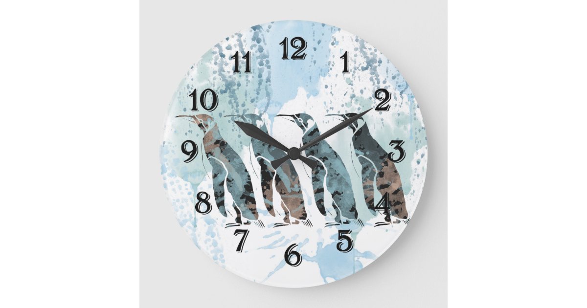 Penguins Friends Forever Large Clock | Zazzle