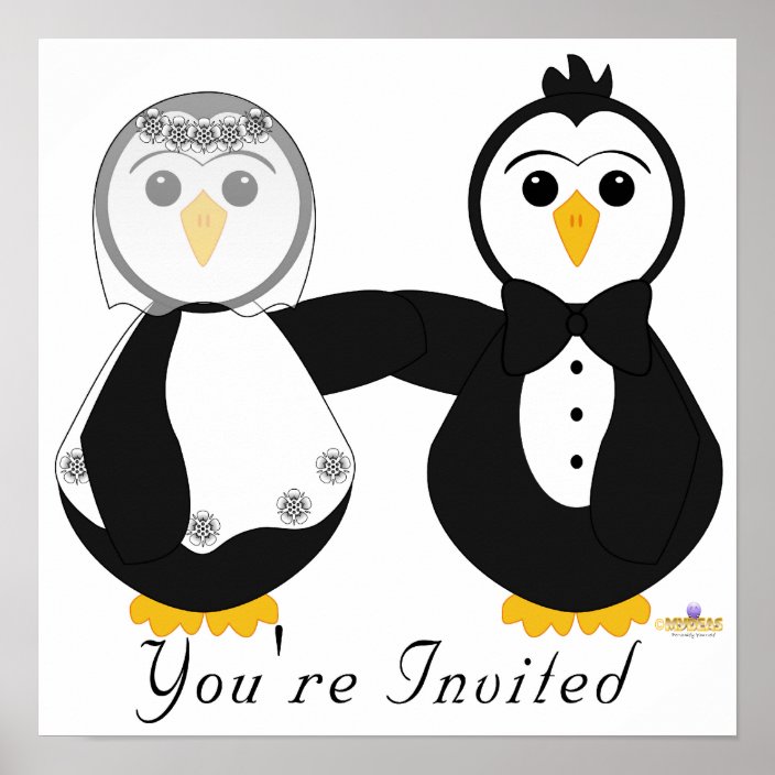 Penguins Getting Married You're Invited Poster | Zazzle.com