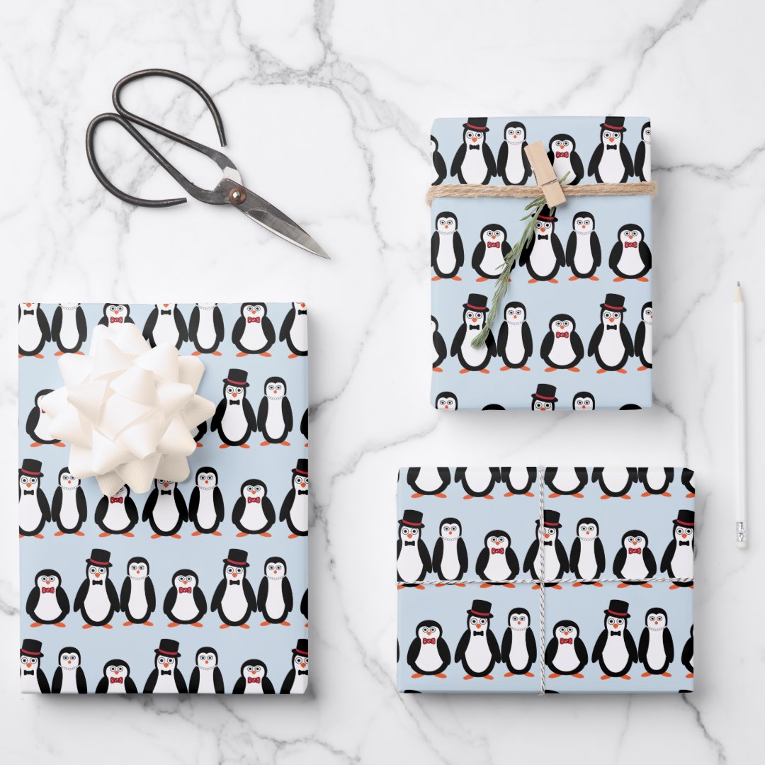 Penguins - wrapping paper sheets | Zazzle