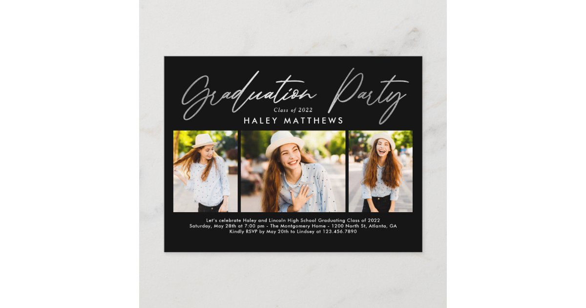 Penned Party Graduation Party Invitation Postcard | Zazzle