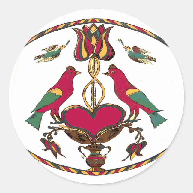 Pennsylvania Birds Hex Sign Classic Round Sticker | Zazzle