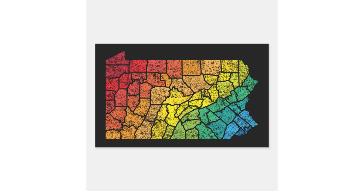 pennsylvania color counties rectangular sticker | Zazzle