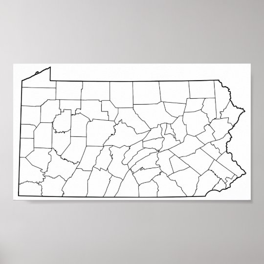 Pennsylvania Counties Blank Outline Map Poster | Zazzle.com