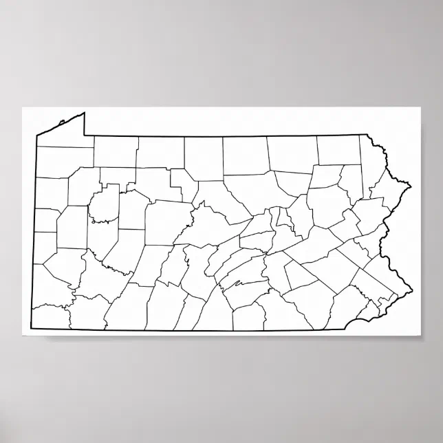 Pennsylvania Counties Blank Outline Map Poster | Zazzle