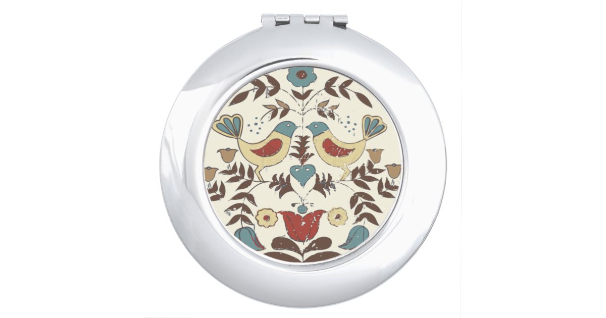 Pennsylvania Dutch Amish Hex Sign Bird Americana Makeup Mirror | Zazzle