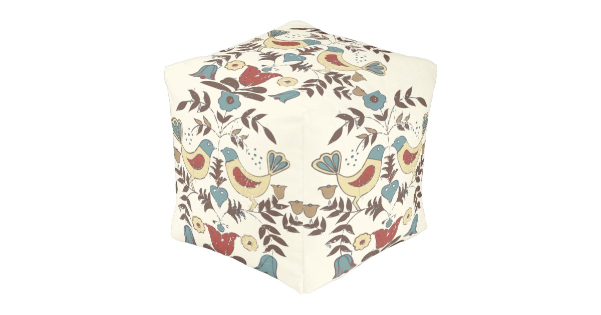 Pennsylvania Dutch Amish Hex Sign Bird Americana Pouf | Zazzle
