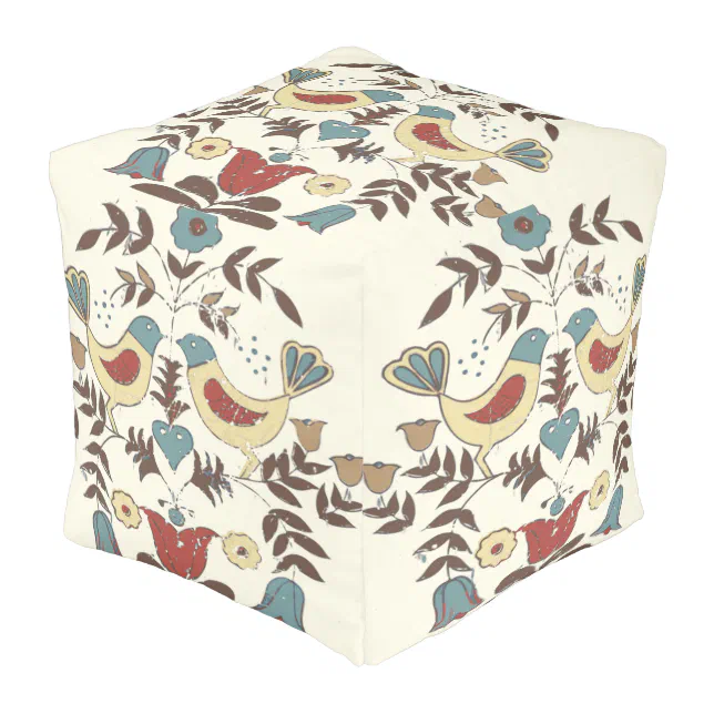 Pennsylvania Dutch Amish Hex Sign Bird Americana Pouf | Zazzle