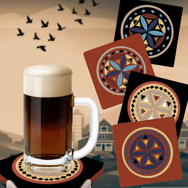 Pennsylvania Dutch Amish Hex Sign Coaster Set | Zazzle