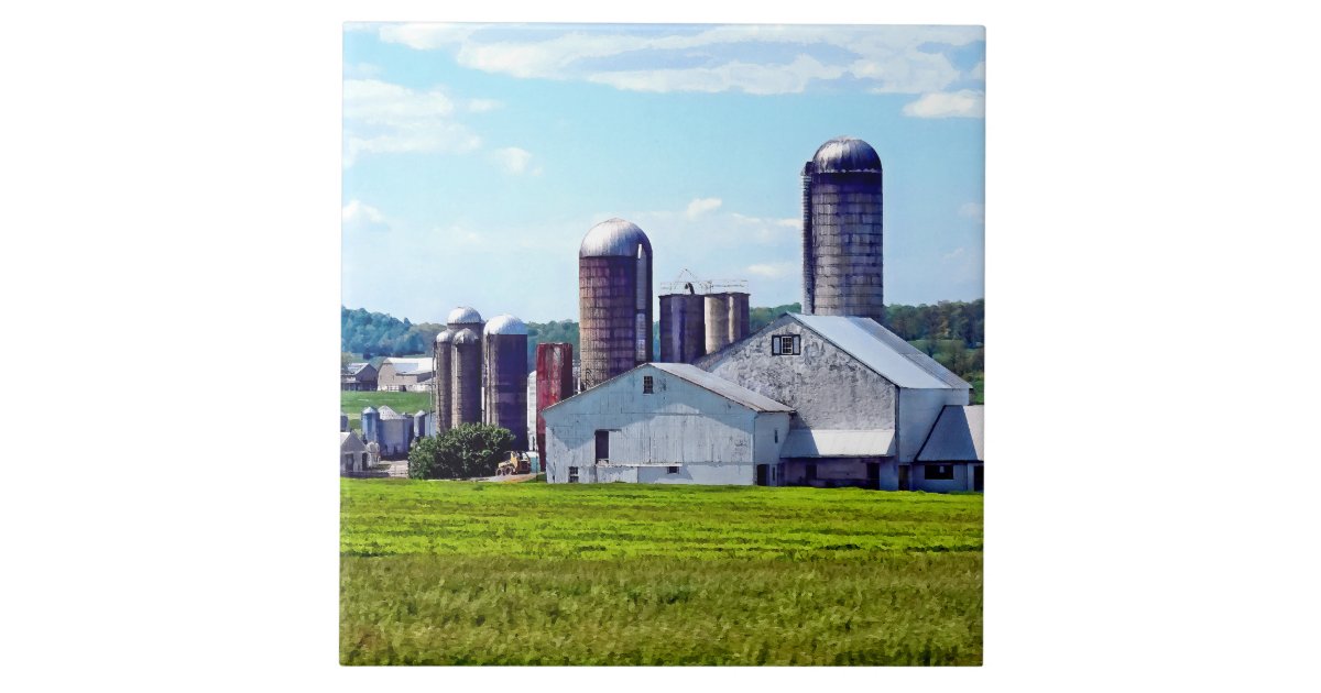 Pennsylvania Farm With Silos Ceramic Tile | Zazzle