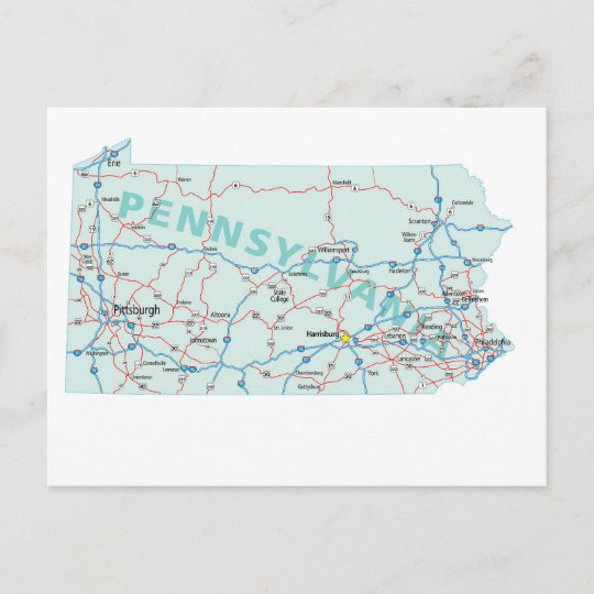Pennsylvania Interstate Map Postcard | Zazzle.com