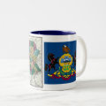 Pennsylvania Map and State Flag Two-Tone Coffee Mug | Zazzle