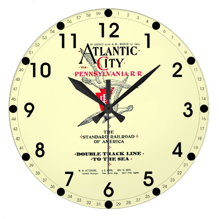 Pennsylvania Railroad Atlantic City Service 1904 Large Clock | Zazzle
