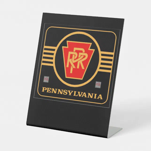 Pennsylvania railroad black and gold logo pedestal sign | Zazzle