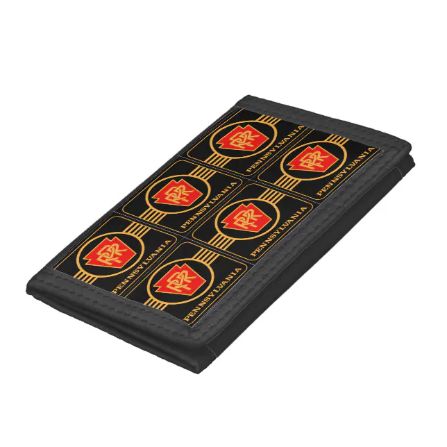 Pennsylvania Railroad Logo, Black & Gold Trifold Wallet | Zazzle