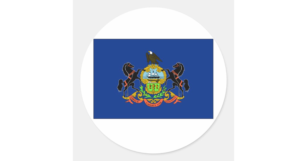 Pennsylvania State Flag Classic Round Sticker | Zazzle