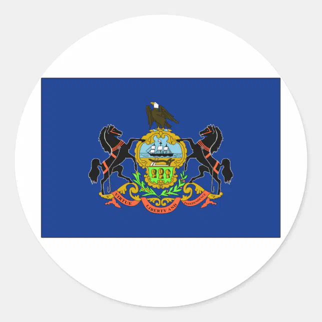 Pennsylvania State Flag Classic Round Sticker | Zazzle